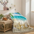 Beach Scene Throw Blanket, Summer Seaside Palm Tree Throw Flannel ...