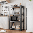 4-Tier Storage Shelf Rack, Adjustable Wood Shelves, Metal Frame ...