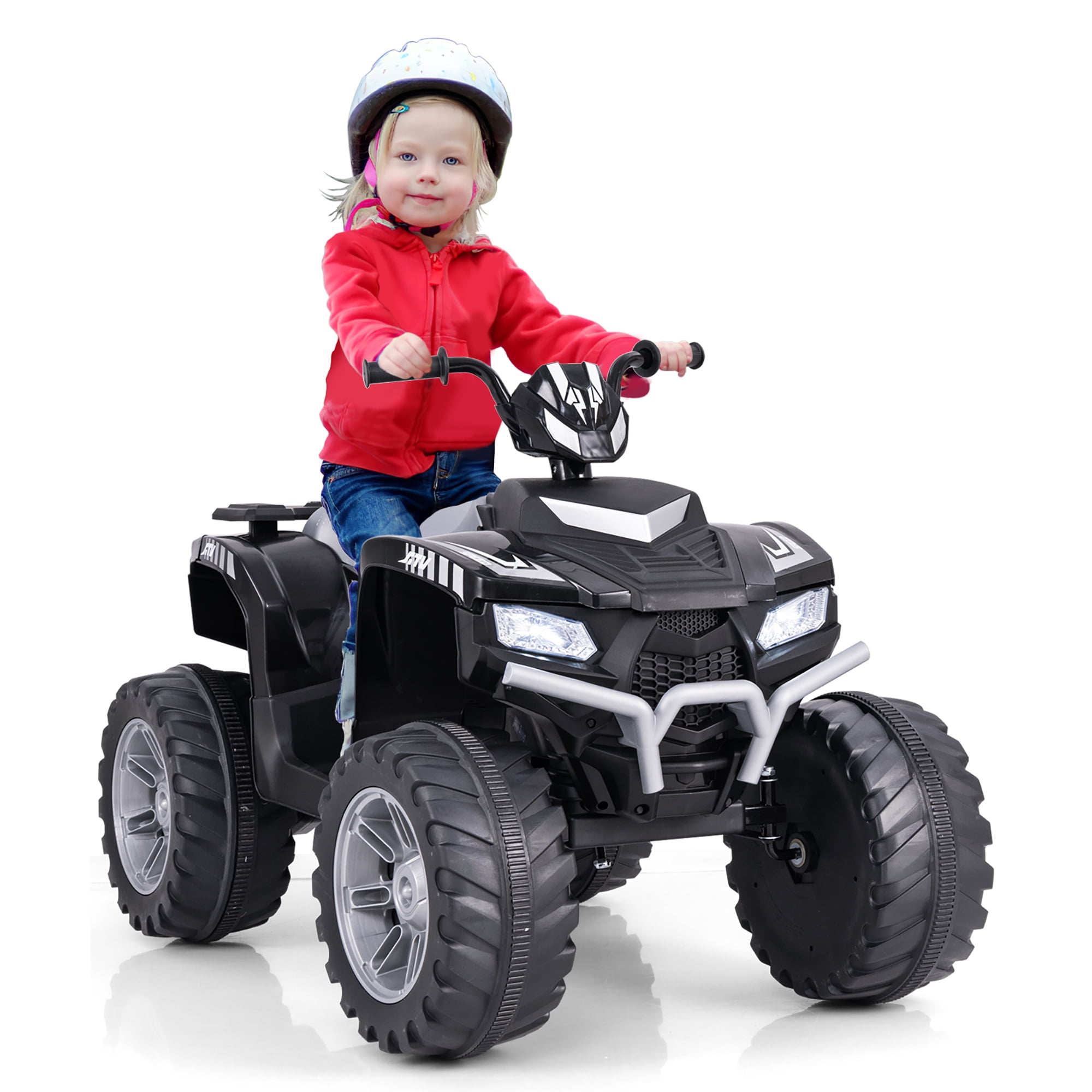 Gymax Kids Ride-On Atv 24v Battery Powered Electric Vehicle W/ Wireless Connection Music Radio Black
