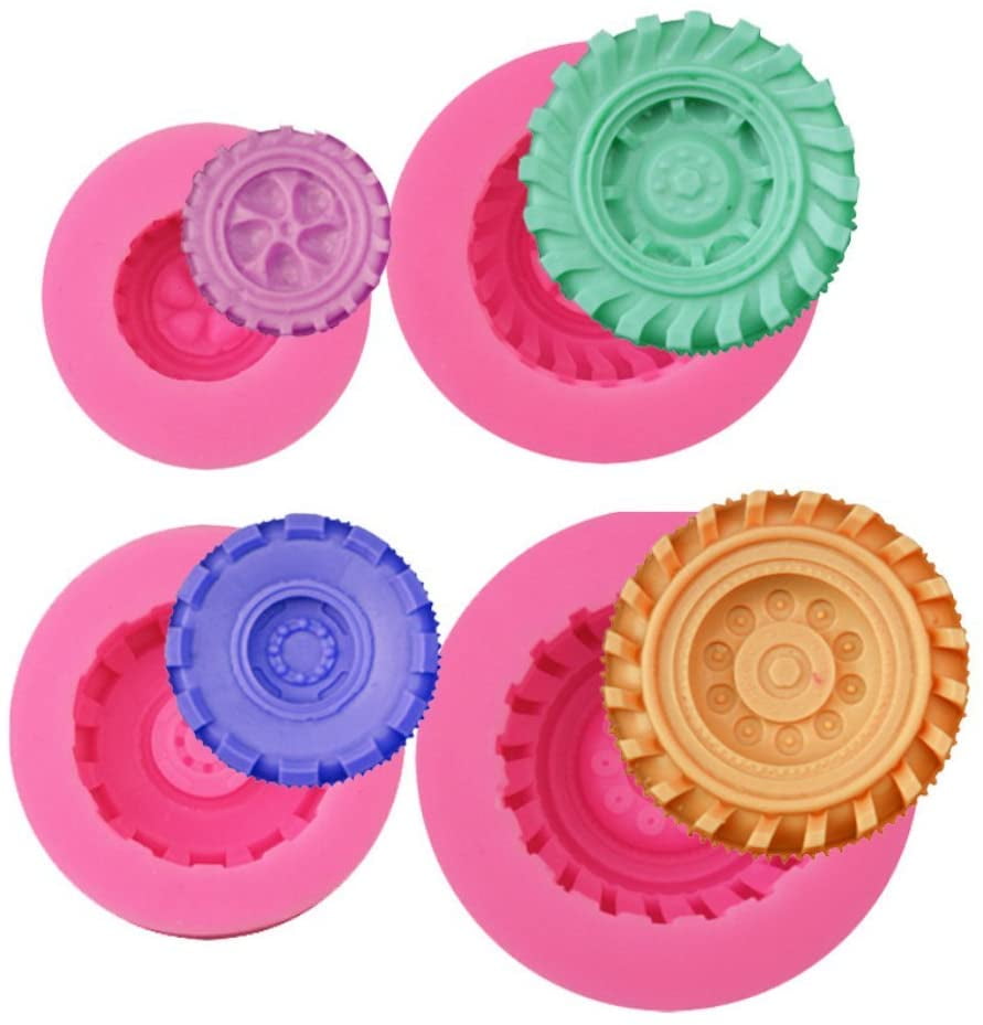 Molde de silicona con forma de rueda de camión Juego de 4 para fondant ...
