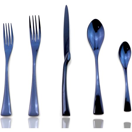 Luxury Jubilee Blue Flatware Set 20-Piece Iridescent Silverware Sets ...