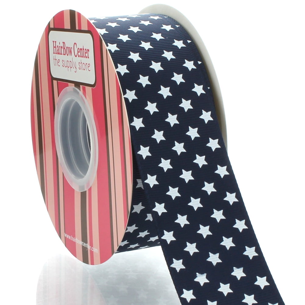 1.5" Navy with White Stars Grosgrain Ribbon 25yd - Walmart.com