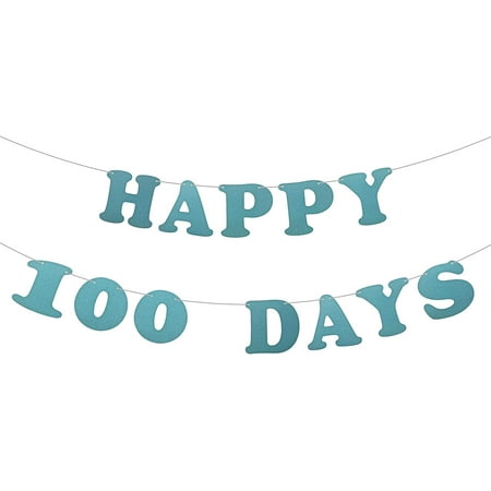 Blue Glitter Happy 100 Days Banner, Baby Shower Birthday Party ...