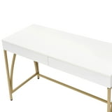 ACME Lightmane Writing Desk in White High Gloss and Gold - Walmart.com