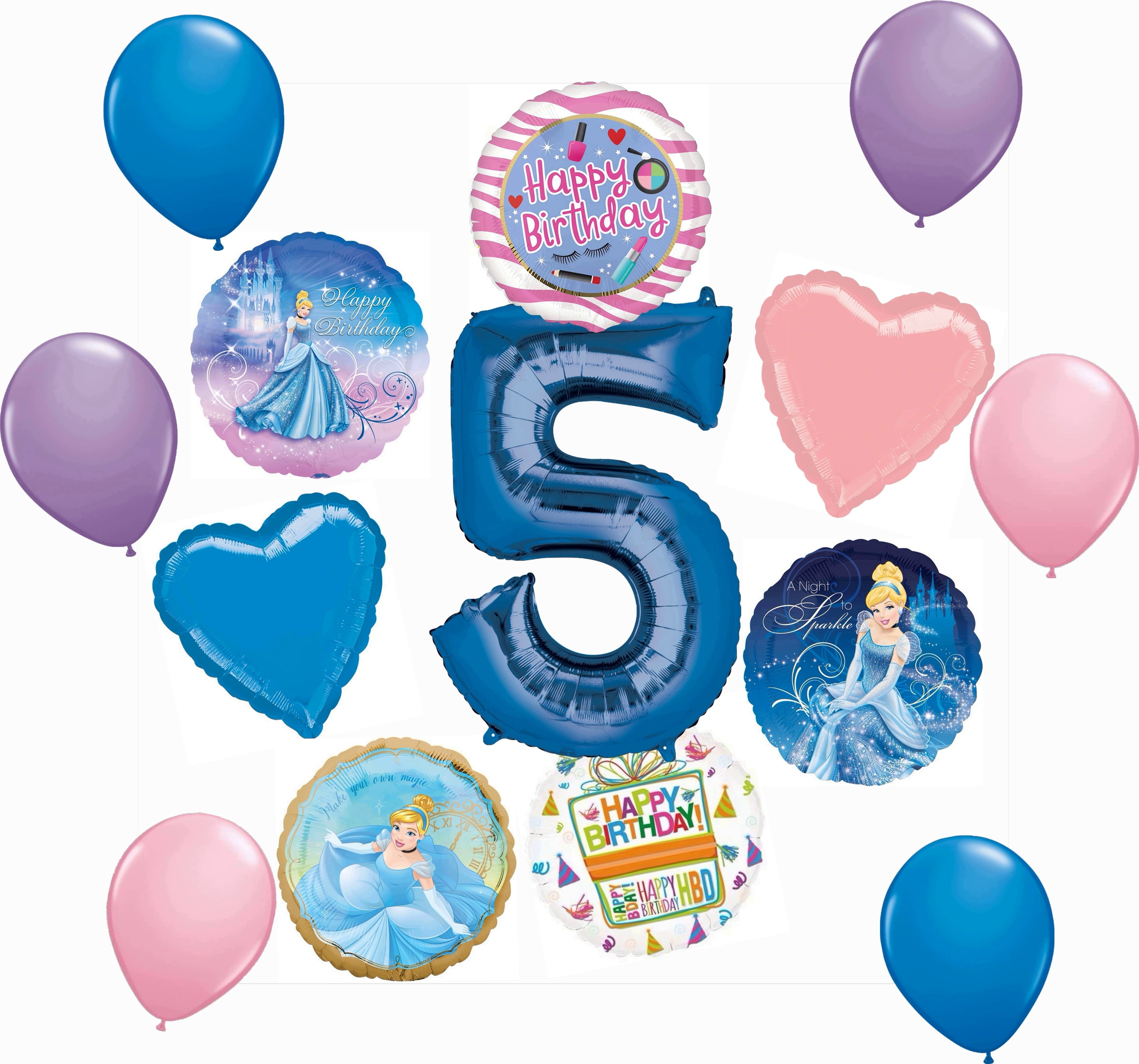 Cinderella Princess Party Supplies 5th Birthday Balloon Bouquet ...