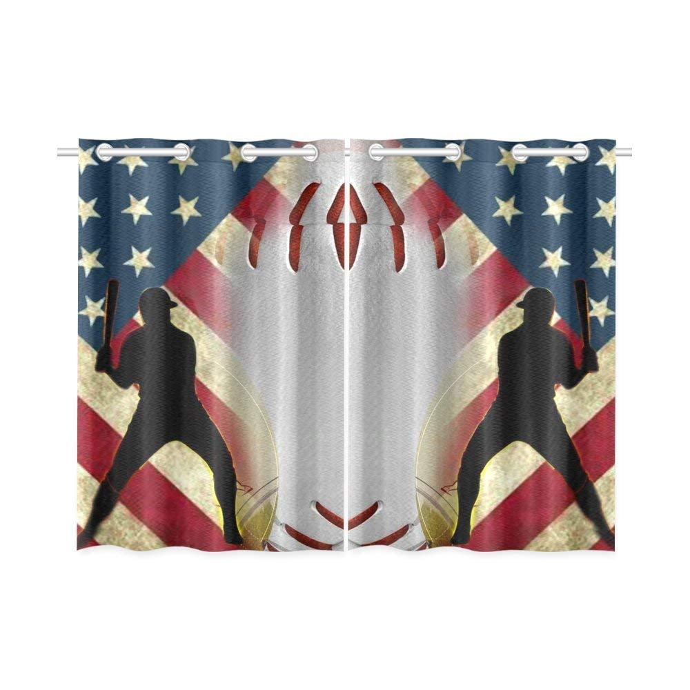 CADecor Baseball Window Curtain Window Treatments Kitchen Curtains ...