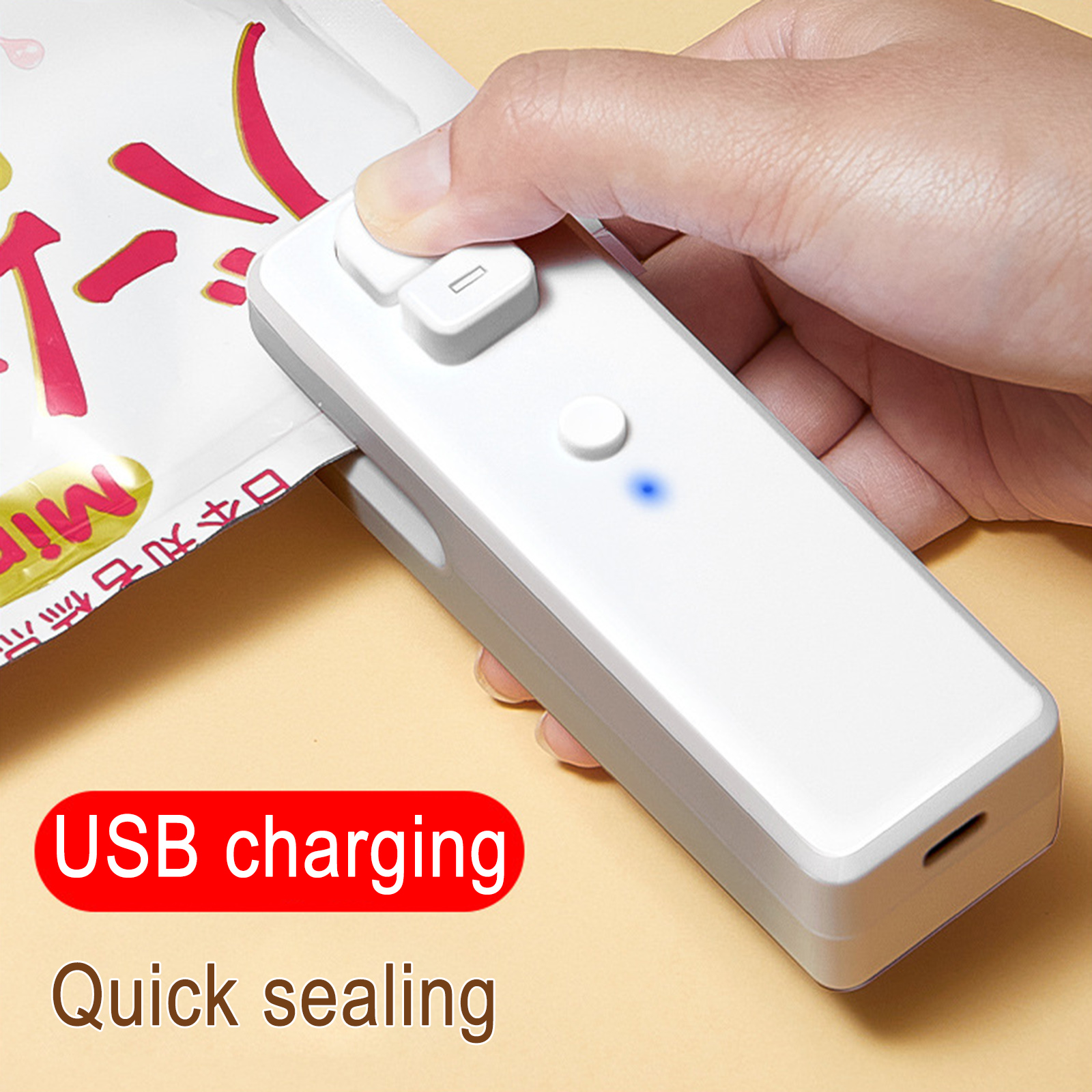 Mini Bag Sealer,2 in 1 Heat Sealer and Cutter,Rechargeable Portable Sealing Machine, Handheld ...