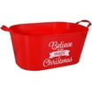 Merry Christmas Red Oval Bucket with Handle Sentiment Plastic Buckets ...