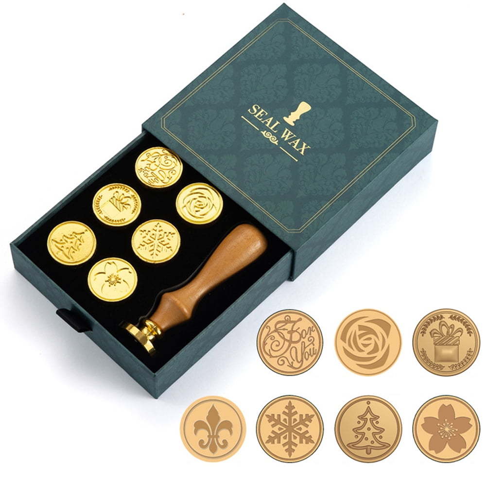 Wax Seal Stamp Kit, Include Wax Stamp Brass Heads with Wooden Hilt, for ...