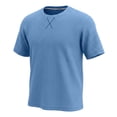 Ahabrexf Short Sleeve Corduroy Shirt Men Loose Fit Round Neck Summer ...