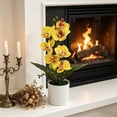 Artificial Phalaenopsis Orchid Potted Plant Set with 7 Flowers Home ...
