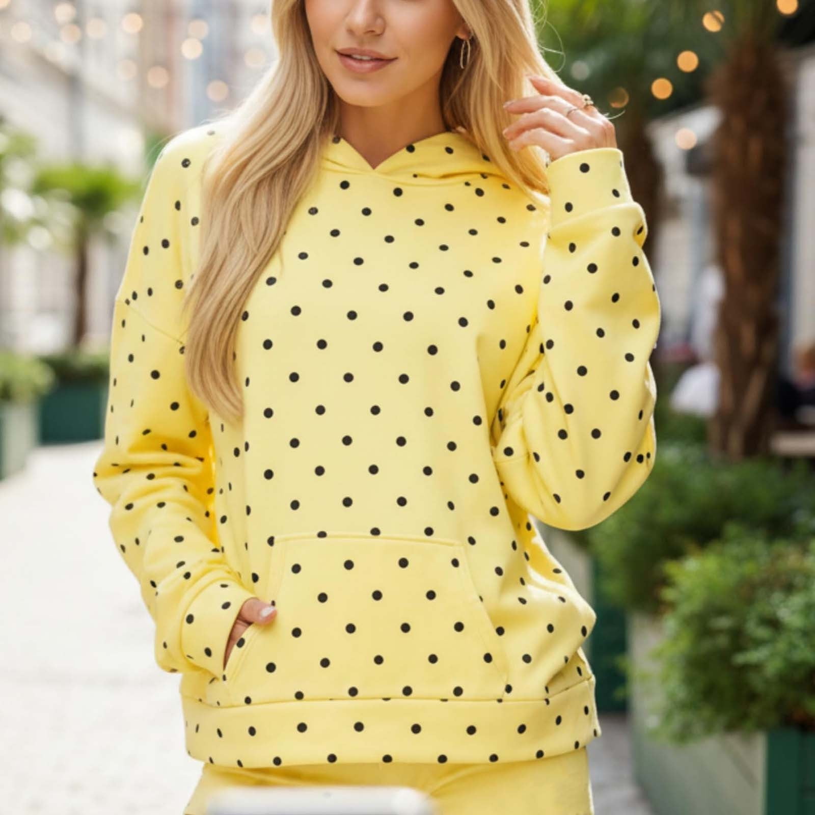 Click here for Ounisa Women Polka Dot Hoodie Oversized Fleece Hoo... prices