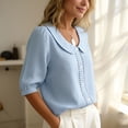 Annhoo Womens Babydoll Tops Button down Shirts Summer Cotton Comft Half ...