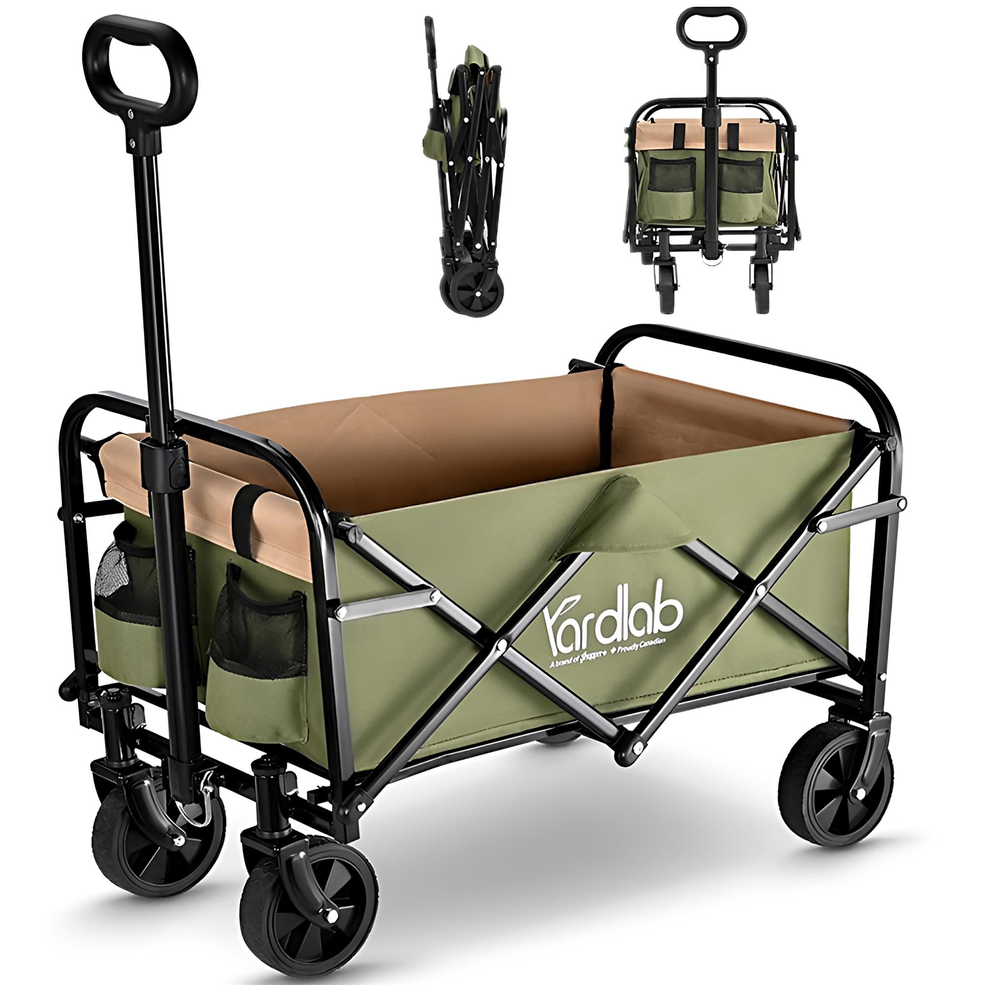 Outdoor Folding Wagon 28"L, Collapsible Garden Camping Storage Cart ...