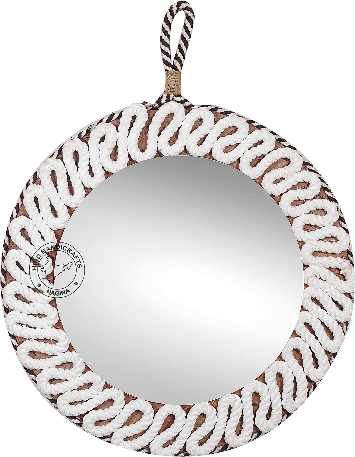 Hind Handicrafts Round Wrapped Rope Wall Mirror - Maritime Accentuated ...