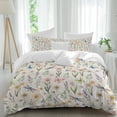 4 Piece Duvet Cover Set Queen, Spring Daisy Flower Lavender Leaf Soft ...