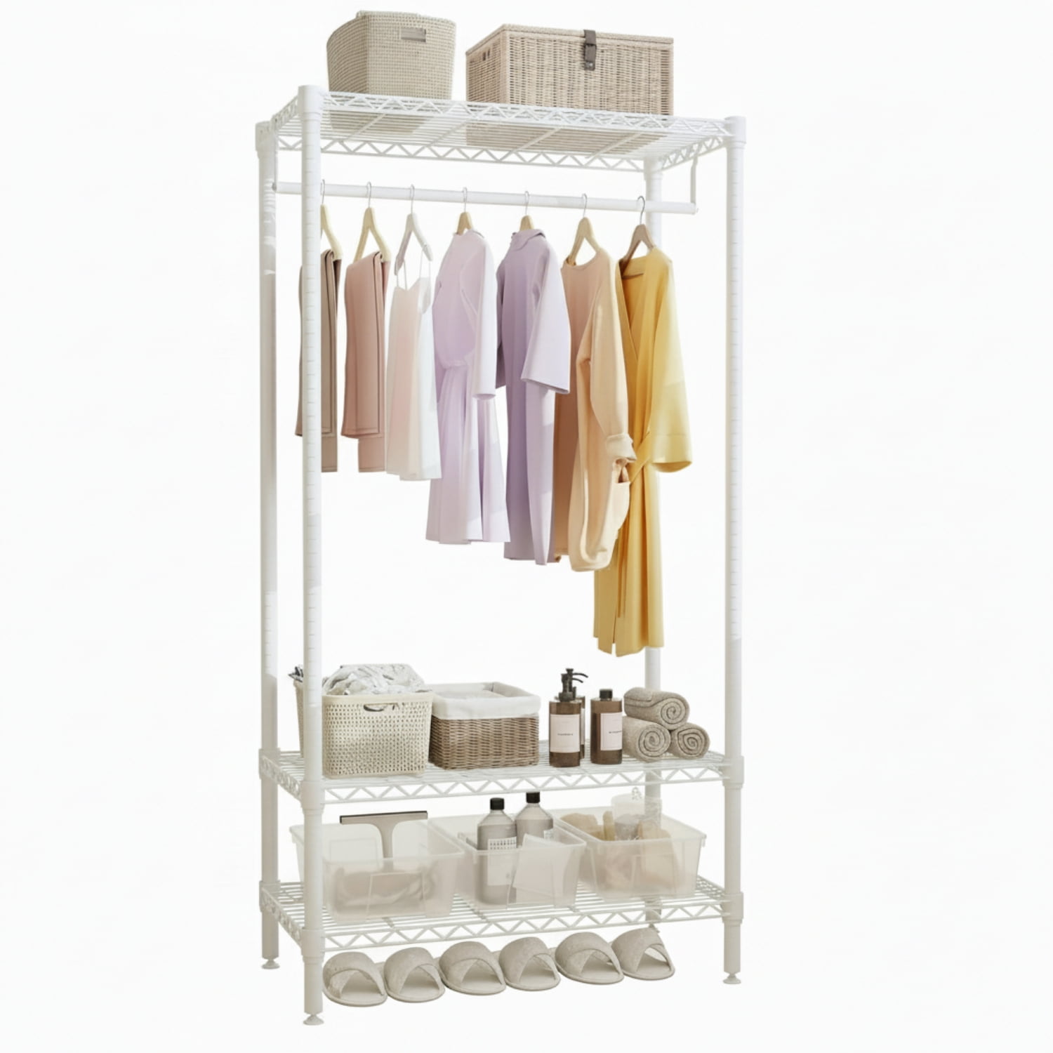 Garvee 3-Tier Metal Clothes Rack  Adjustable Garment Rack  1 Hanger Rod  35.4 X 17.7 X 68.9  White 35.4 X 17.7 X 68.9