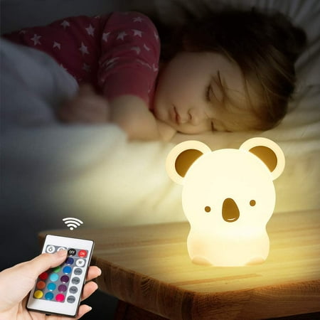 Night Light for Kids Bear,Cute Baby Toddler Girl Nursery Silicone ...