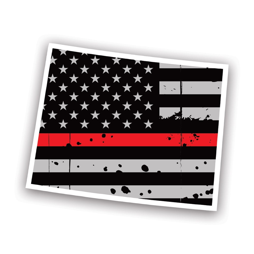 Distressed Thin Blue Line Wyoming State Shaped Subdued US Flag Sticker ...