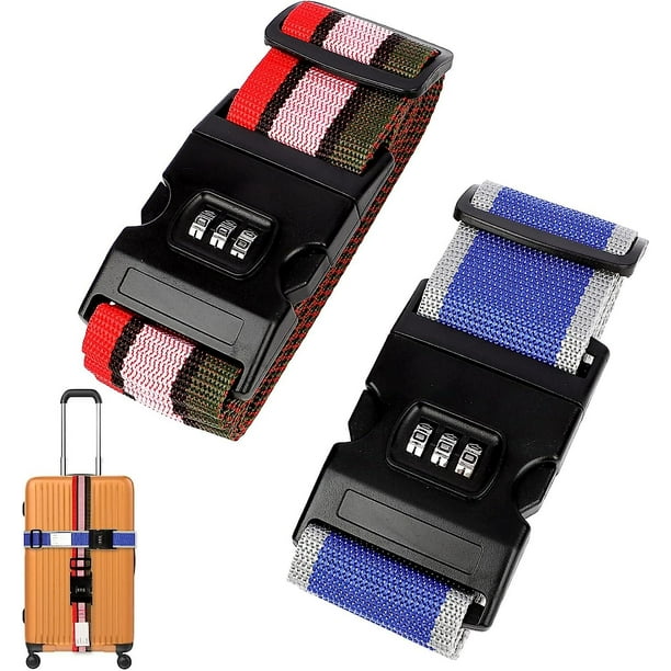2 Pack Luggage Straps With Locks Suitcase Straps Travel Accessories ...