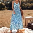 Flower Lotus Gentle Sky Blue Sleeveless Dress Loose Women's Dress ...