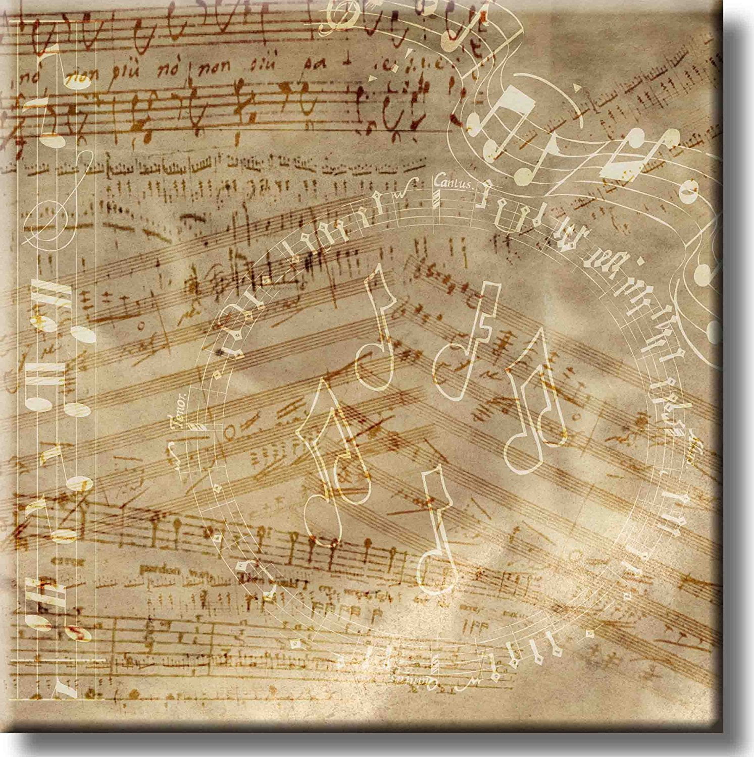 Vintage Music Notes Picture on Stretched Canvas, Wall Art Décor, Ready ...