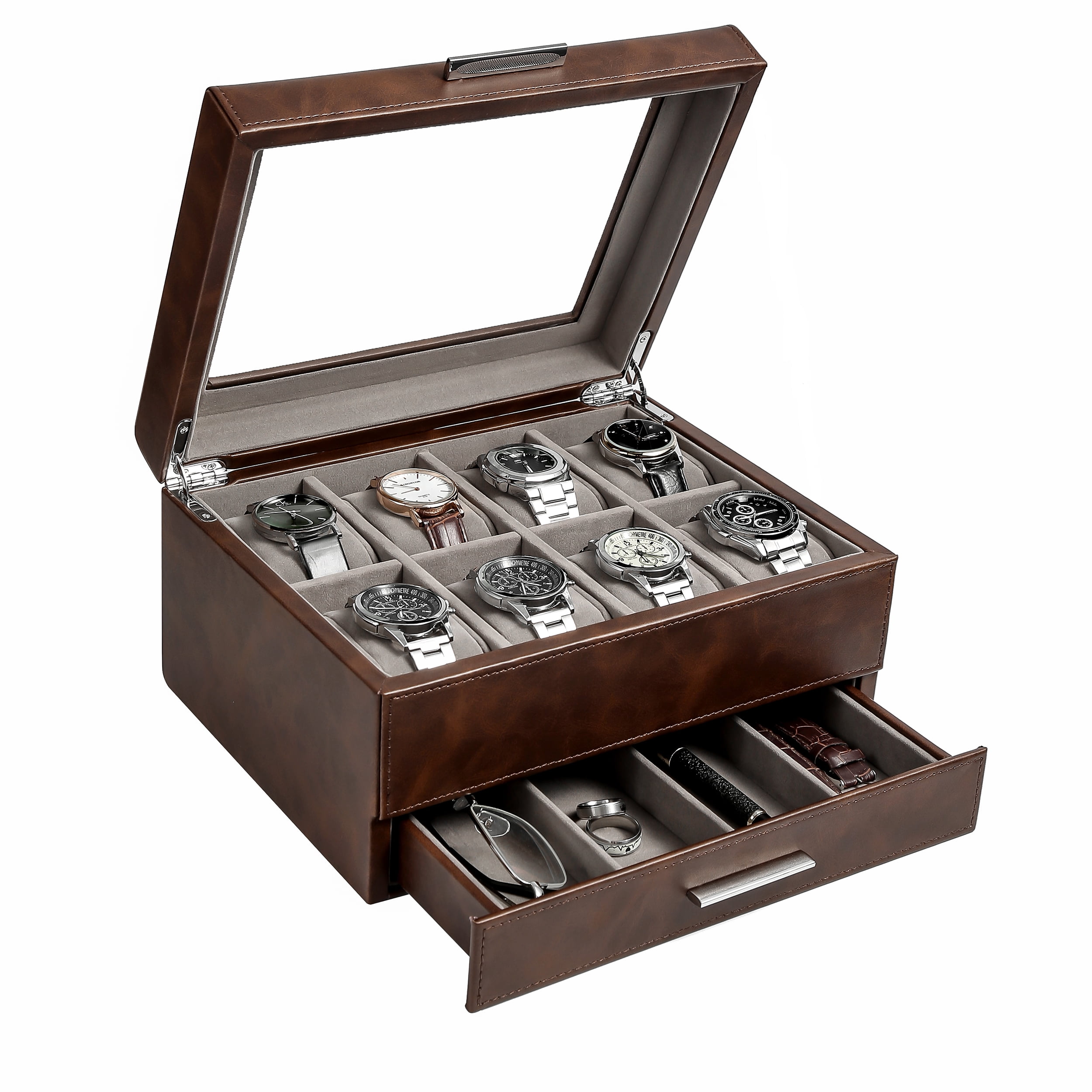 GUKA Watch Box 8 Slot Watch Display Organizer Leather Jewelry Case ...