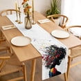 African American Table Runner, Colorful Sparkles Female Portrait Cotton ...