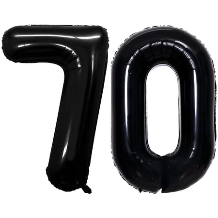 QUETO 5 Pack 40 Inch Black Number 70 Balloons Queen of England 70th ...