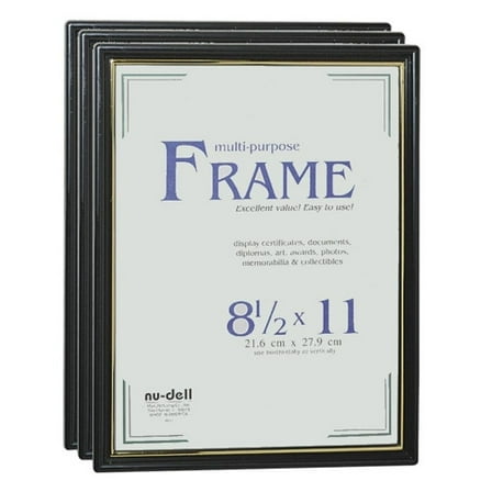 DAX Two-Tone Document Frame, Wood, 8.5 x 11, Black with Gold Leaf Trim ...