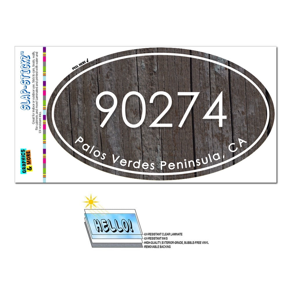 90274 Palos Verdes Peninsula, CA - Wood Design - Oval Zip Code Sticker ...