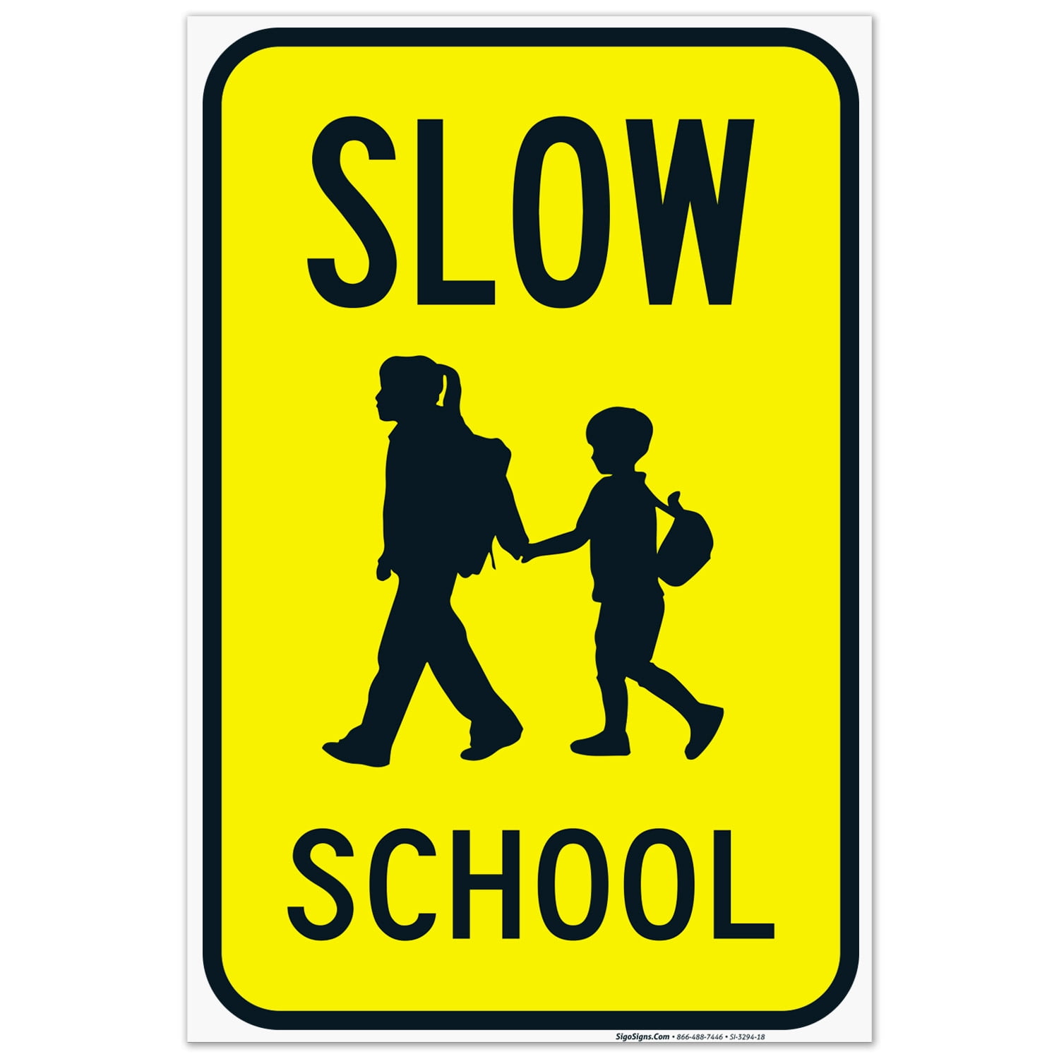 Slow School Sign, Traffic Sign, 24x36 Corrugated Plastic - Walmart.com