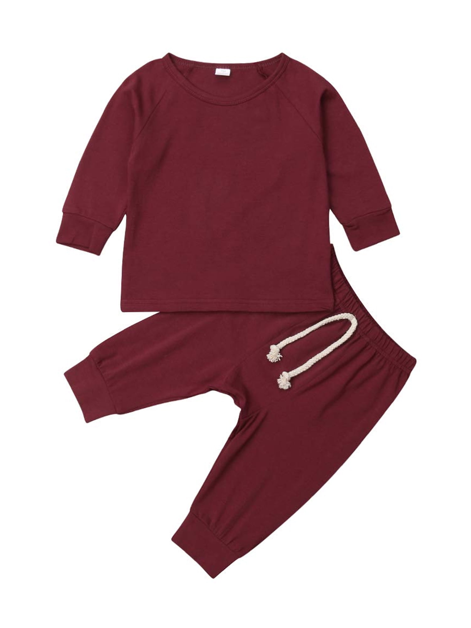 Canrulo Newborn Baby Boy Girls Solid Color Pajamas Set Cotton Sleepwear ...