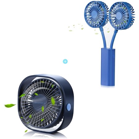 2 Pack Fans Bundle,Small Handheld Fan and Personal USB Desk Fan Combine ...