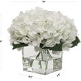 8-Pack White Hydrangea Arrangements in Glass Vases – Faux Water Look ...