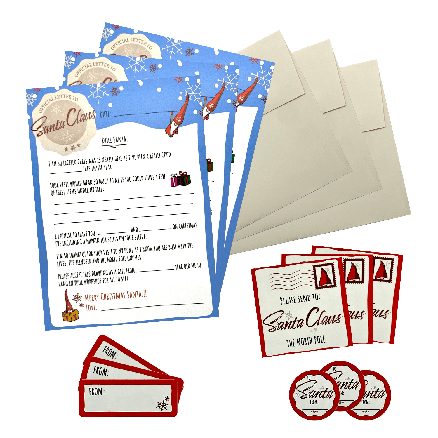 North Pole Letters Letters to Santa Kit with Envelopes, Coloring Page ...