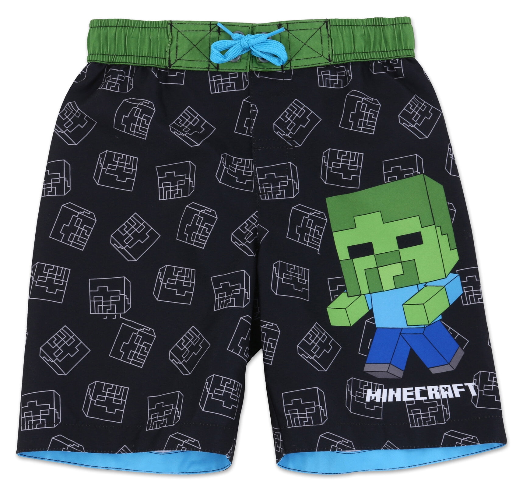 Minecraft Zombie Little Boys Swim Trunks Bathing Suit Black Green 4 ...