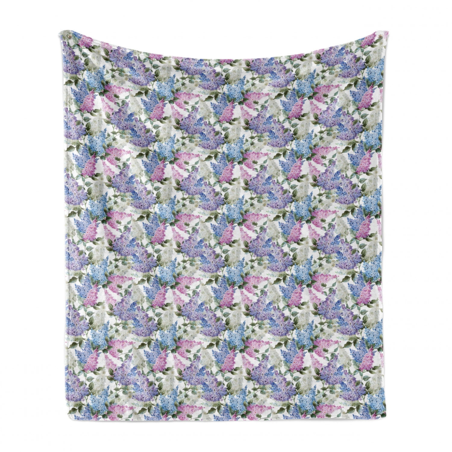 Lilac Soft Flannel Fleece Throw Blanket, Colorful Lilac Flowers Budding ...