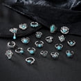 20Pcs Style Alloy with Resin Cuff Rings Rhombus/Oval/Flower Platinum ...