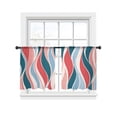 Abstract Stripes Sheer Curtains 45 inches Long, Geometric Curves Teal ...