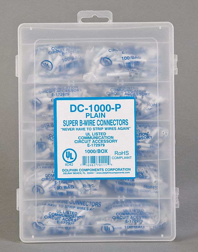 Dolphin Components InsulDsplConn,White,Run Tap,PVC,PK1000 DC-1000-P ...
