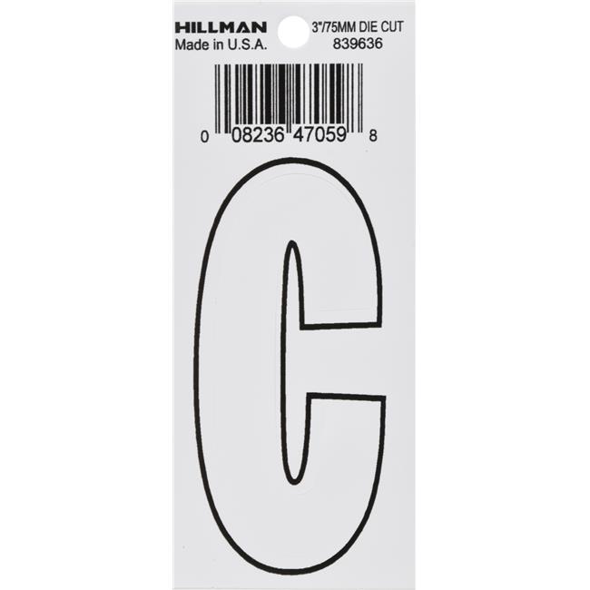 3 in. White Glossy Vinyl Die-Cut Adhesive Letter - C - 6 Piece ...