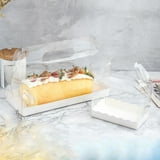 6pcs Transparent Cake Roll Packaging Box with Tray Portable Swiss Roll ...