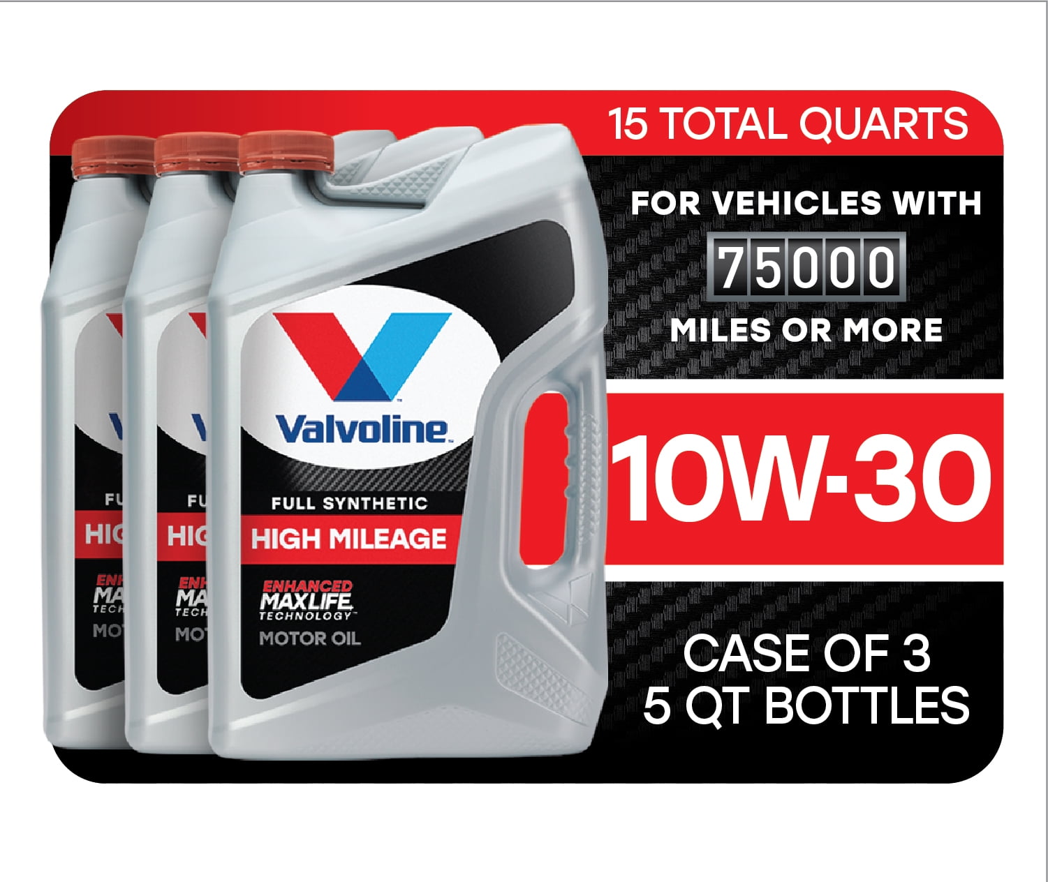Valvoline Full Synthetic High Mileage MaxLife 10W-30 Motor Oil 5 QT ...