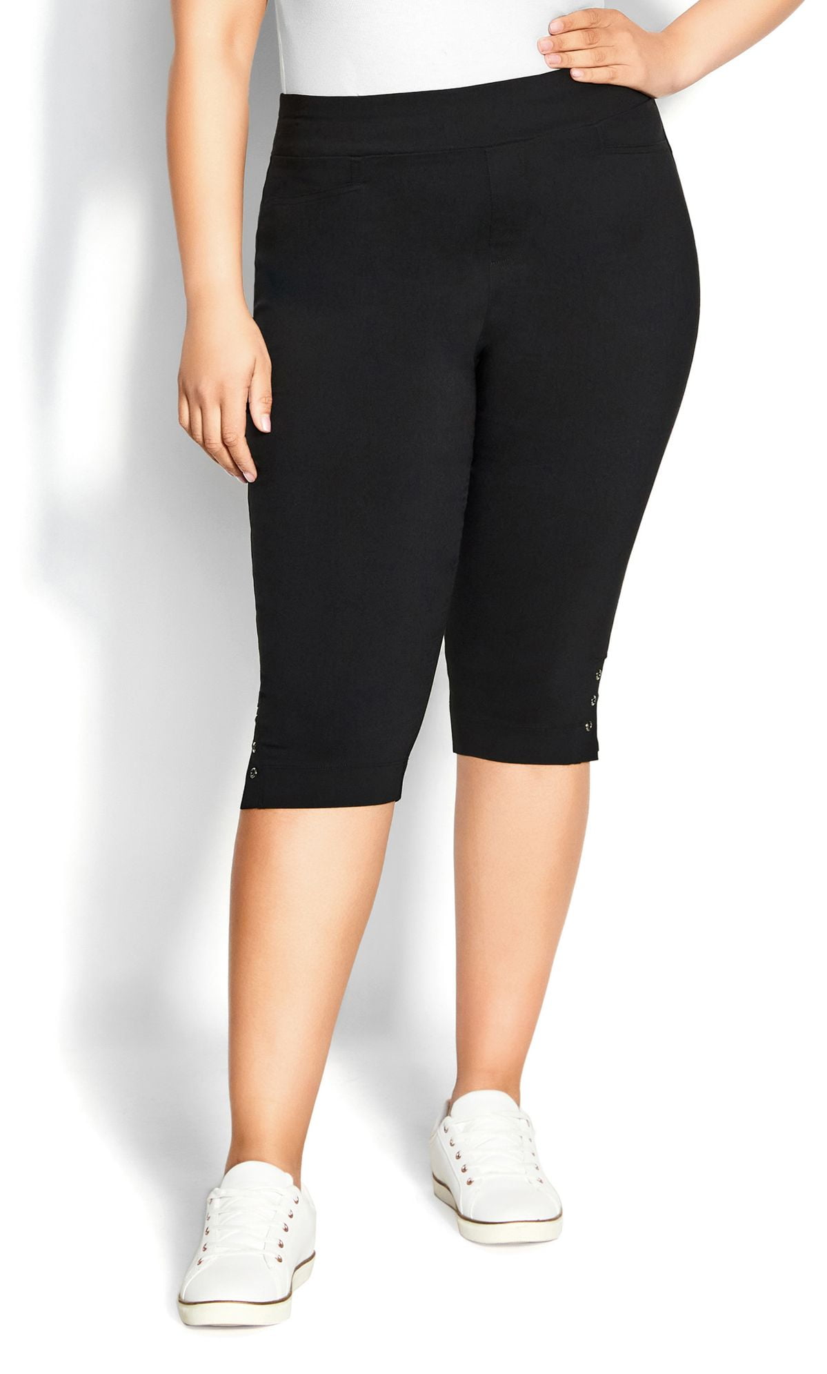 Avenue Women's Plus Size Gracie Eyelet High Rise Capri Pants - Walmart.com