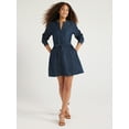 Free Assembly Denim Ruffle Neck Mini Dress Fashion - Walmart.com