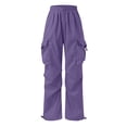 Byoo Toddler Girls Solid Color Parachute Cargo Pants Baggy Multi-Pocket ...