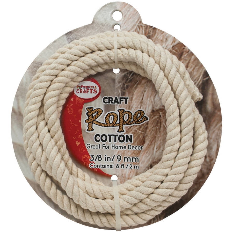 Pepperell Natural Craft Rope: 3-Ply, Cotton, 0.375 inches x 8 feet ...