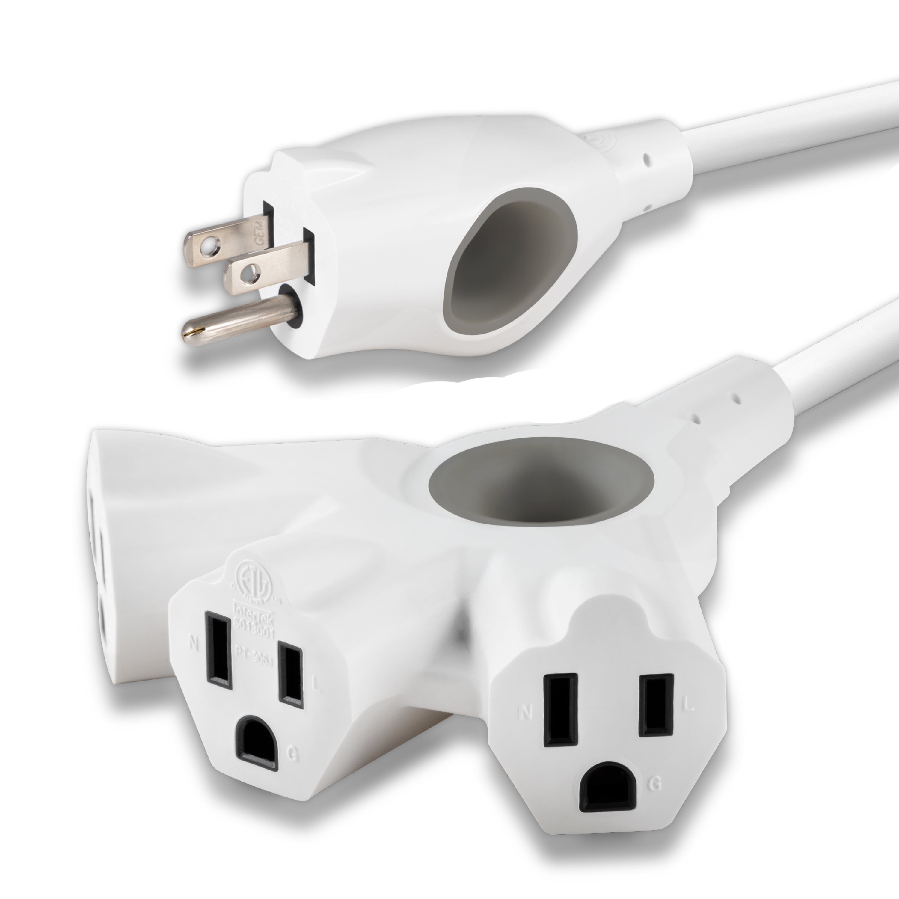 Philips EZGrip 25FT 16AWG 3-Outlet Grounded Extension Cord, White ...