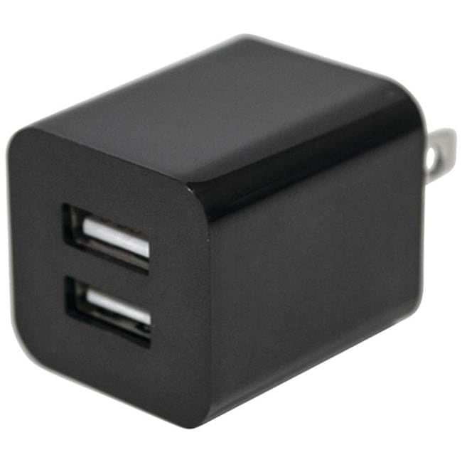 Iwerkz 44636 2-Amp Dual-Port USB Wall Charger - Black - Walmart.com